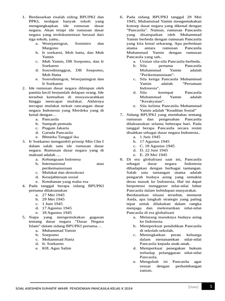 Soal Asesmen Sumatif Kls X 2024 | PDF