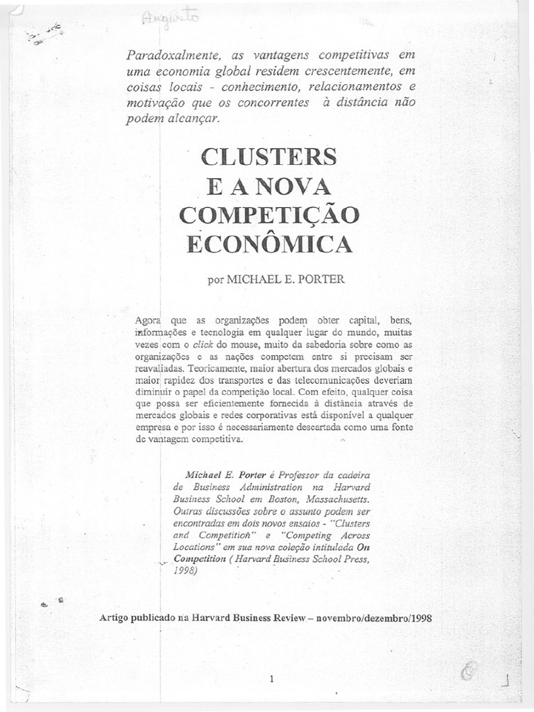 Clusters - Michael Porter | PDF