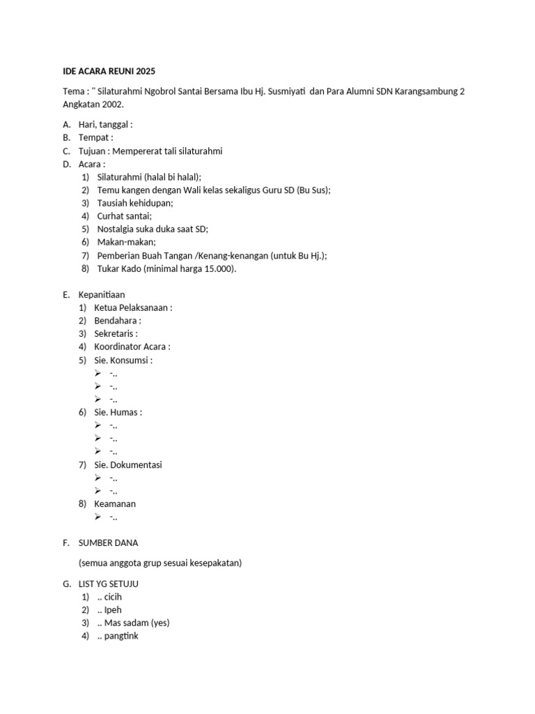 Ide Acara Reuni 2025 | PDF