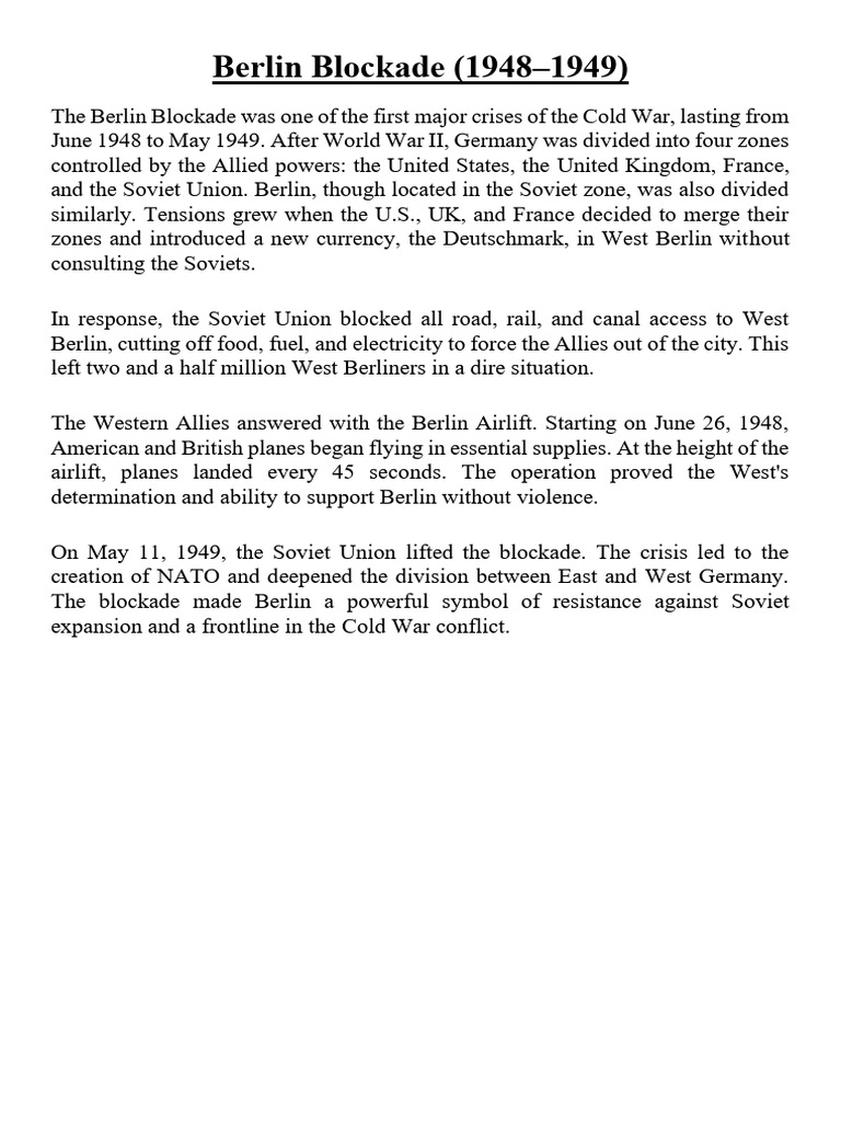Berlin Blockade | PDF