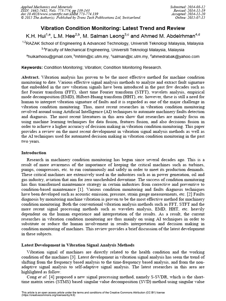 Vibration Condition Monitoring Latest Trend and Re | PDF | Artificial ...