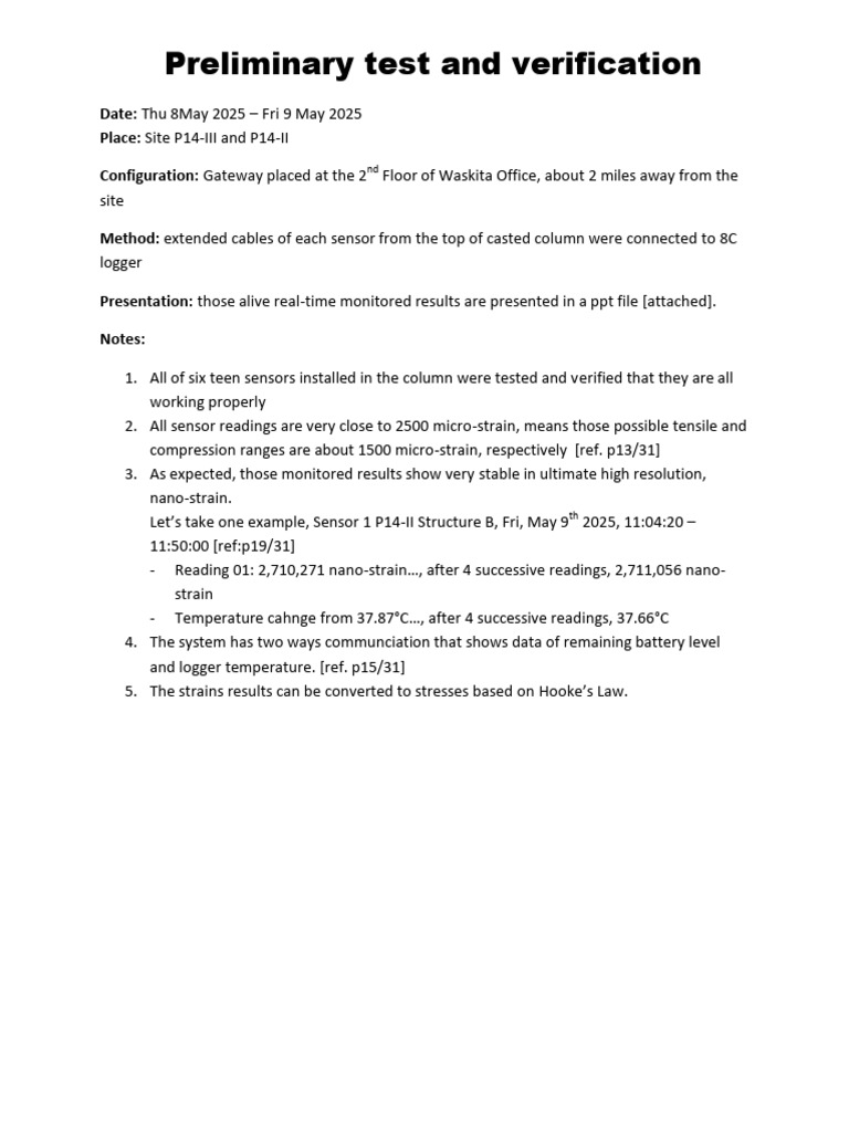 Preliminary test and verification | PDF