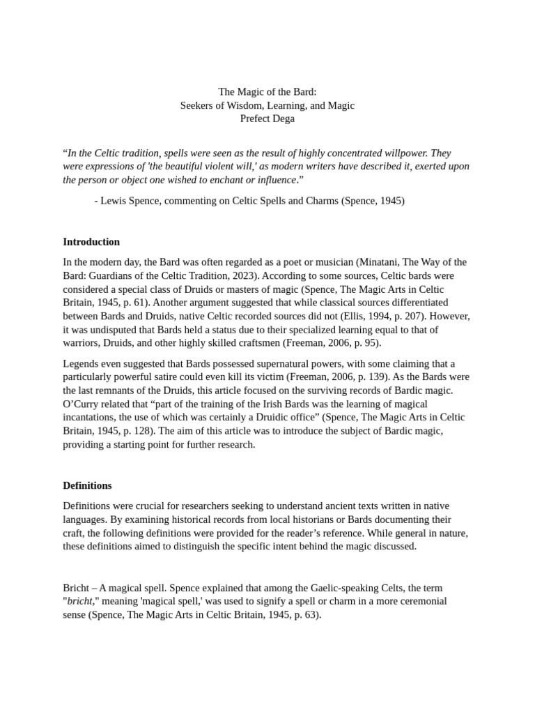 The Magic of The Bard - Final 4-13-2024 | PDF | Bard | Druid