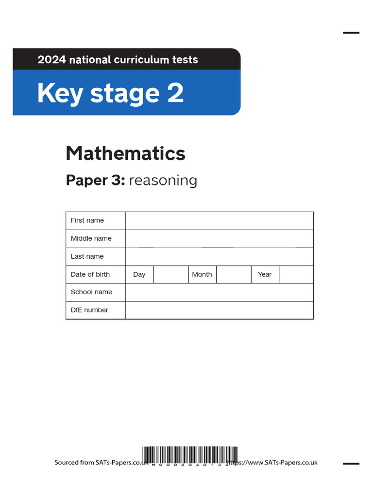 2024 SATs Paper 3: Reasoning | PDF | Mathematics