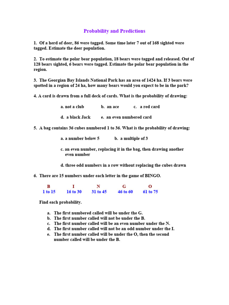 2a. Probability and Predictions | PDF