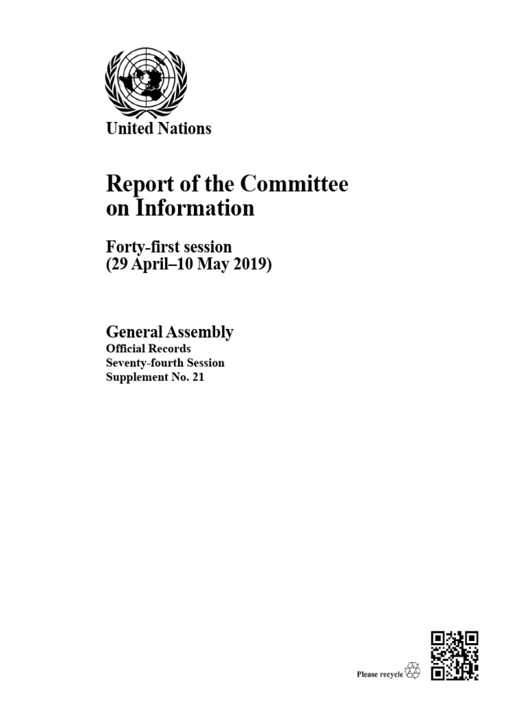 Report of The Committee On Information: United Nations | PDF | United ...