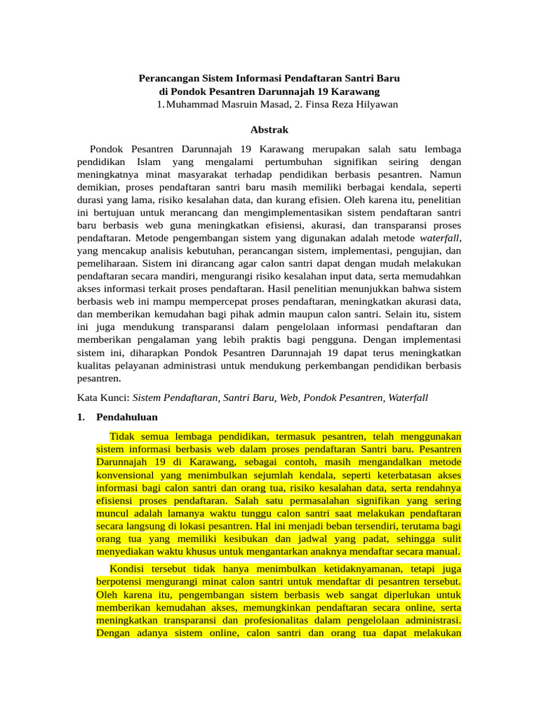 Revisi Paper Perancangan Sistem Pendaftaran Santri Baru | PDF