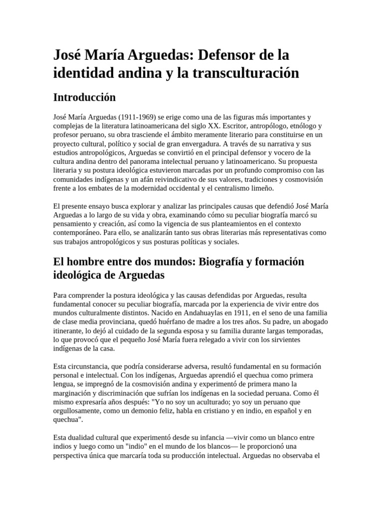 José María Arguedas Primer Ensayo | PDF | Capitalismo | Folklore