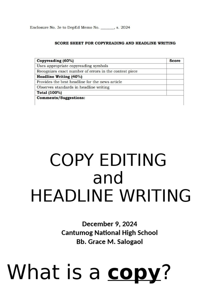 Workshop Copyediting and Headline Writing | PDF | Copy Editing | Orthography