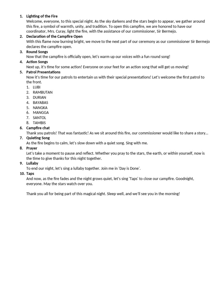 Campfire Script | PDF