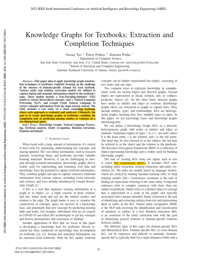 Knowledge Graph Techniques for Textbooks | PDF | Parsing | Resource ...