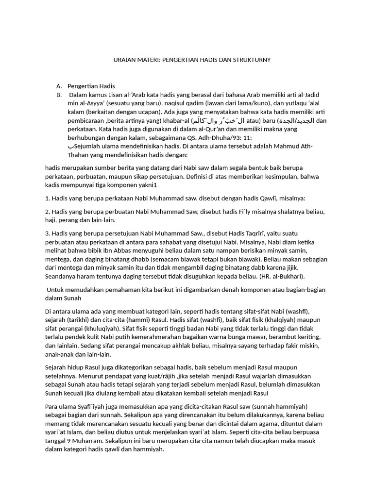 Pengertian dan Struktur Hadis Islam | PDF