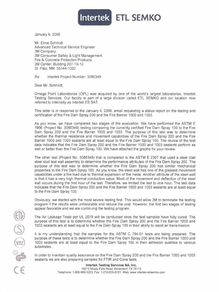 Intertek Letter | PDF