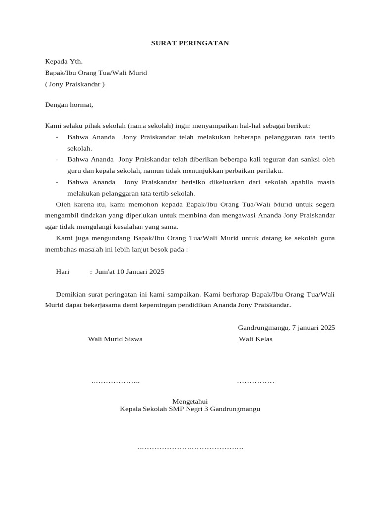 Surat Peringatan | PDF