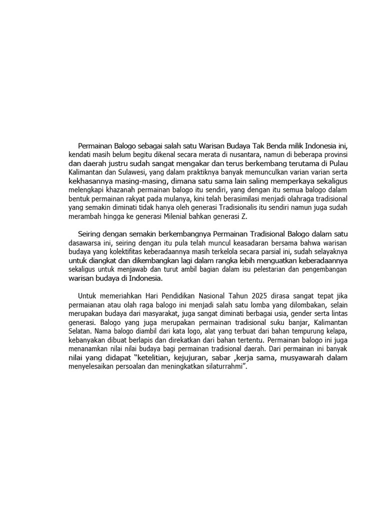 JUKLAK LOMBA BALOGO Hardiknas Tahun 2025 | PDF