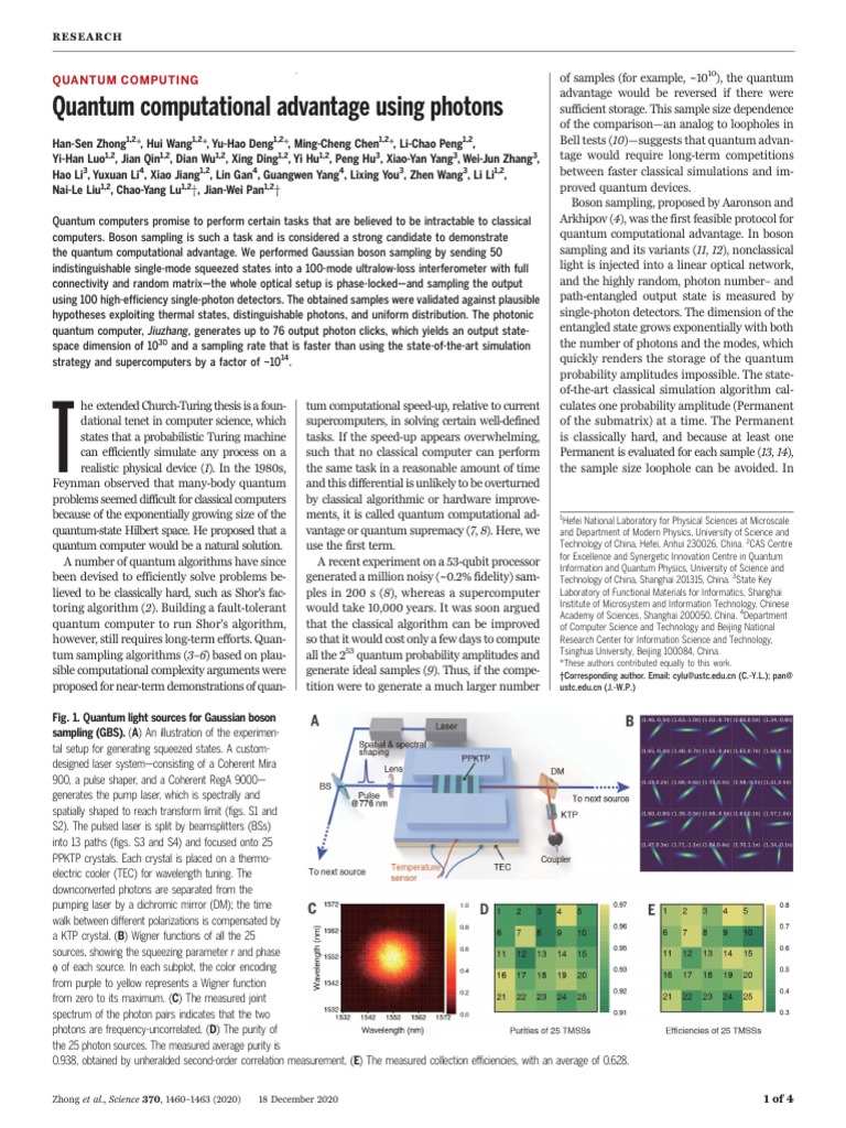 Quantum computational advantage using photons | PDF | Interferometry | Laser