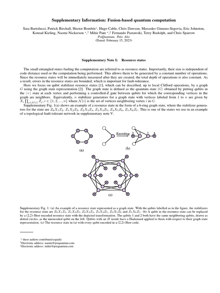 SM Fusion-Based Quantum Computation (PSI - Qunatum) | PDF | Quantum ...
