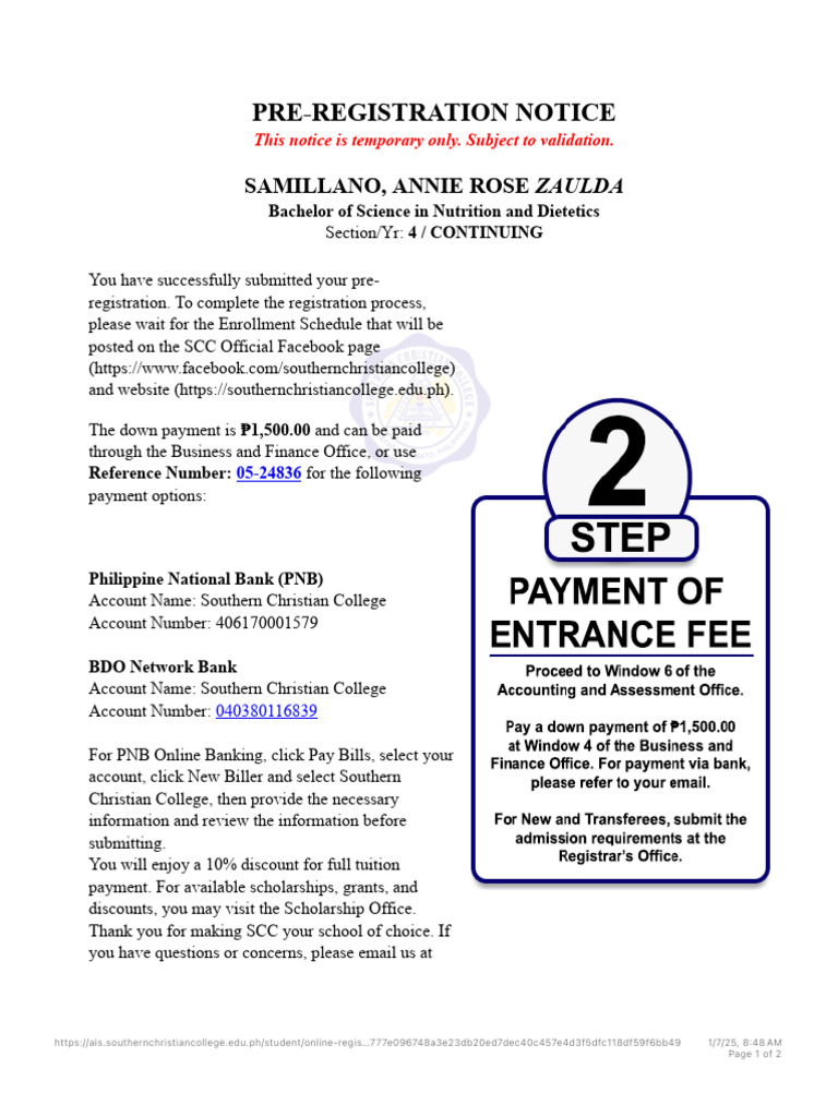 SCC-AIS Portal - ONLINE REGISTRATION - SAMILLANO | PDF