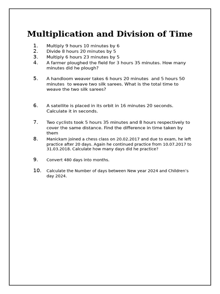Multiplication and Division of Time | PDF
