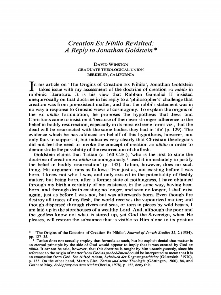 Critique of Creation Ex Nihilo Debate | PDF | Religious Belief And ...