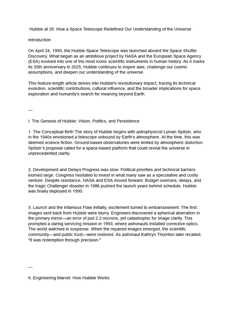 Hubble at 35 - How A Space Telescope Redefined Our Understanding of The ...