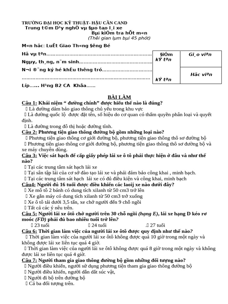 Trung T©M D¹Y Nghò Vµ §Μo Ta Ol¸Ixe Bµ Kióm Tra Hõt M«N M«N Häc Luët ...