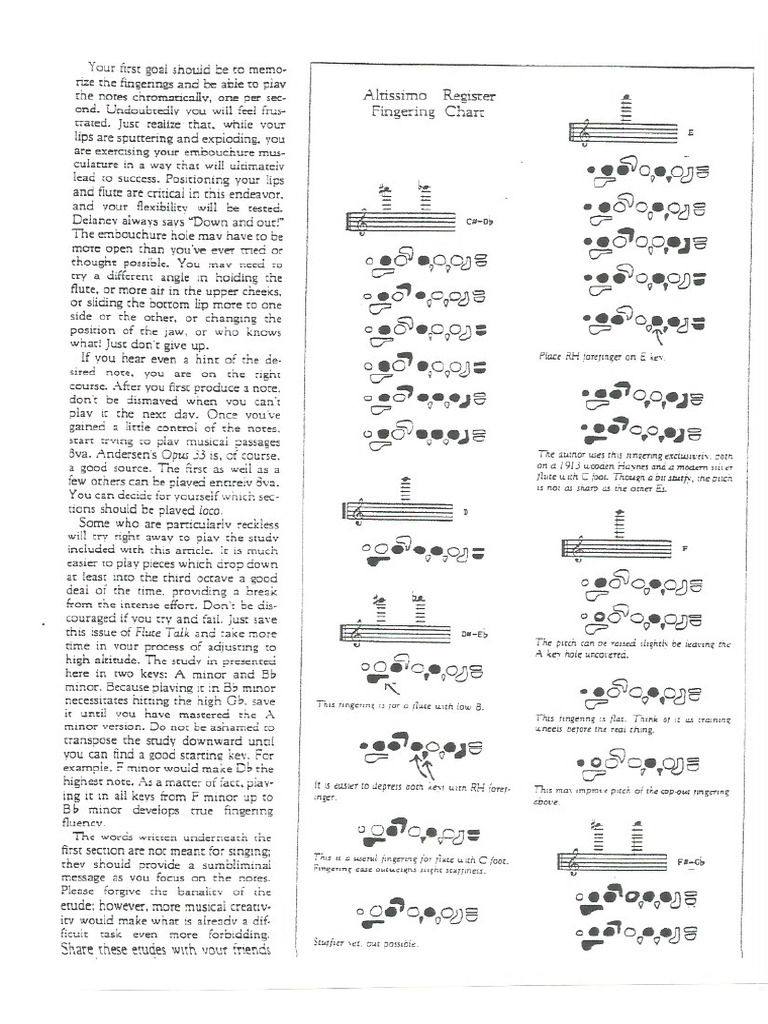Altissimo Flute Fingering Chart | PDF