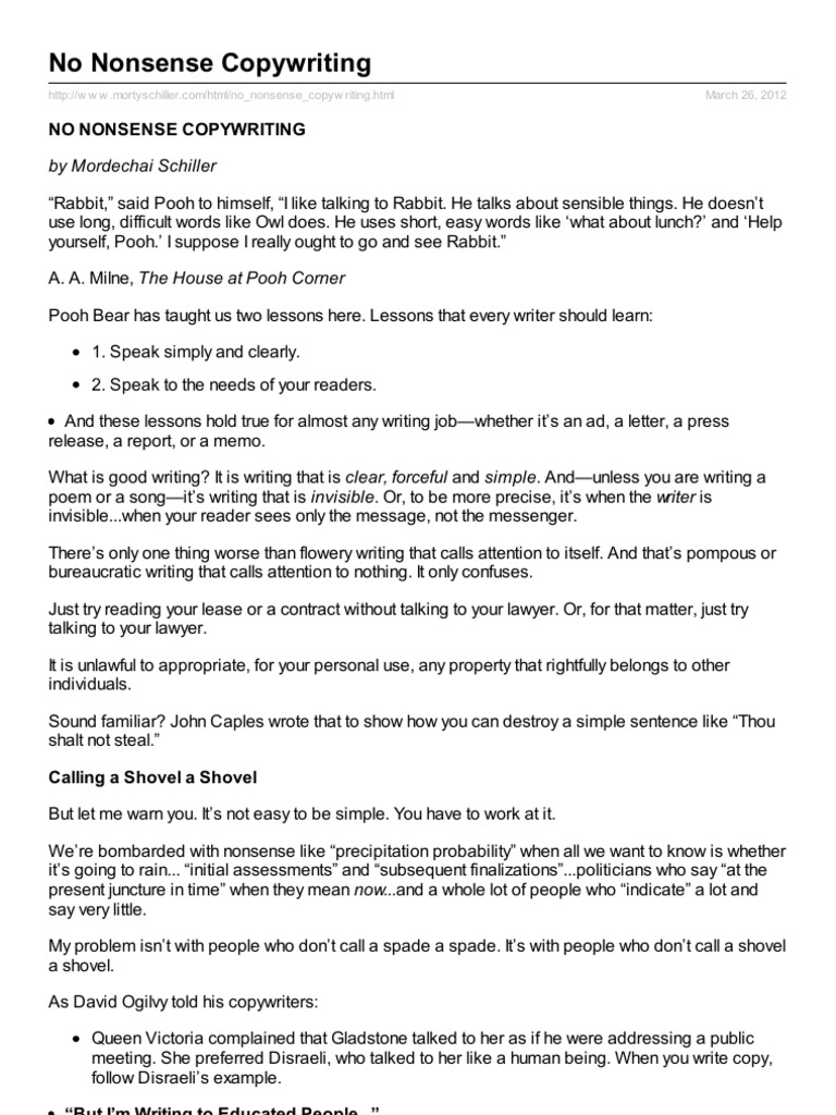 No Nonsense Copywriting | Download Free PDF | Newspaper And Magazine