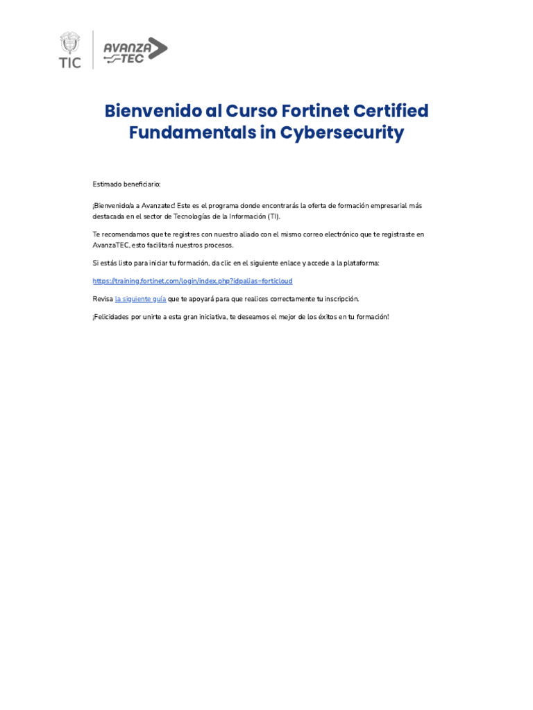 Bienvenido al Curso Fortinet Certified Fundamentals in Cybersecurity ...