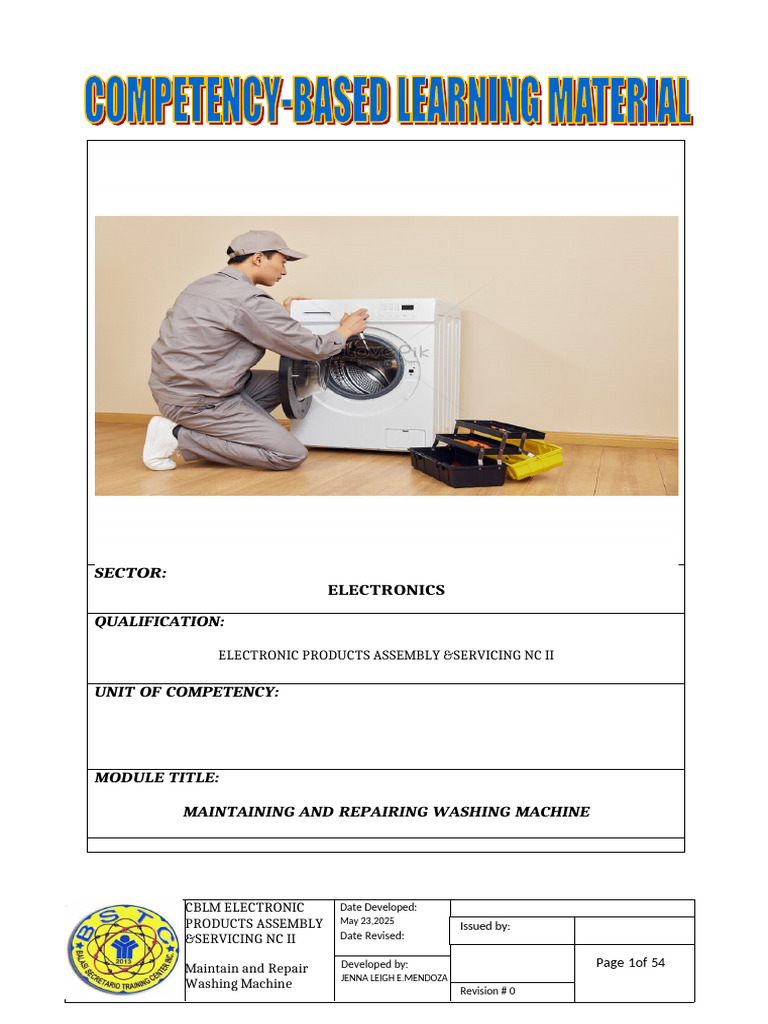 CBLM Washing Machine Revised FINAL | PDF | Troubleshooting | Manufactured Goods