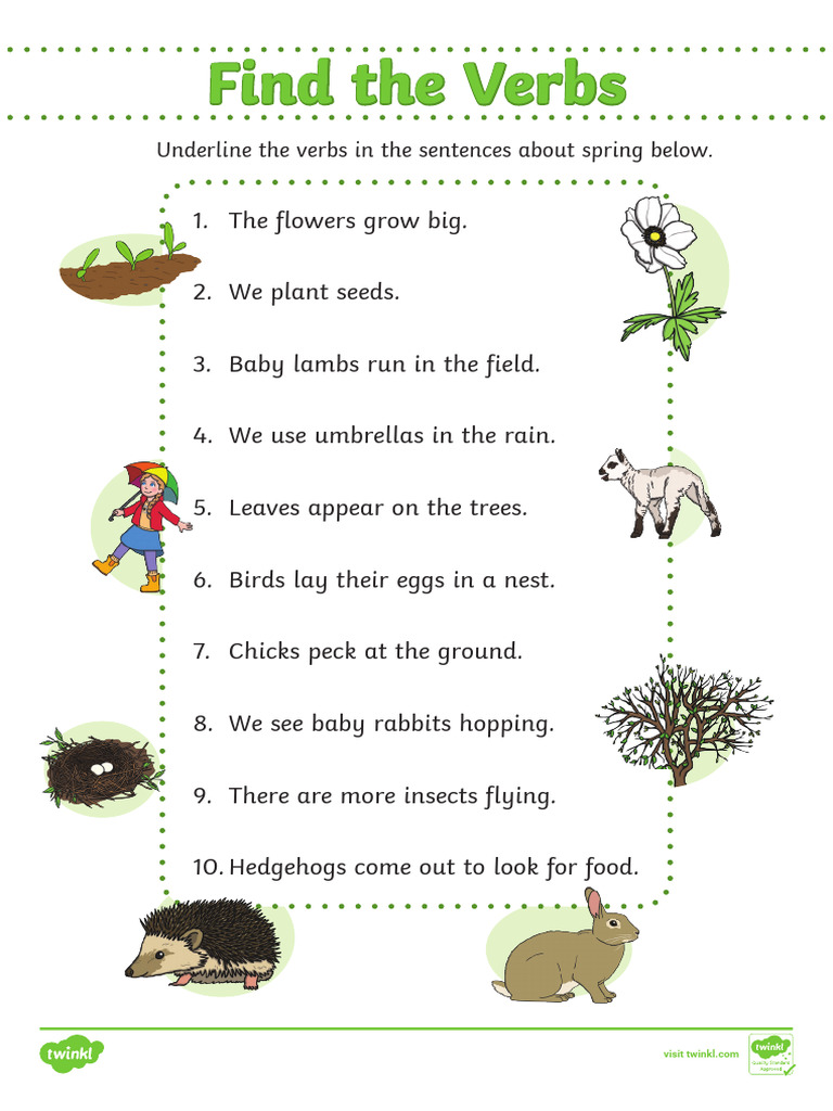 Spring Verbs Activity for Kids | PDF