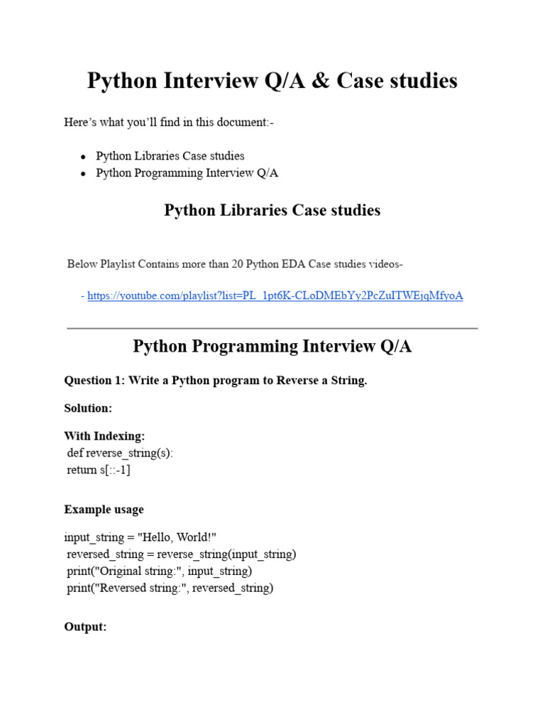 Python Interview Q - A & Case Studies | PDF | Fahrenheit | Mathematics