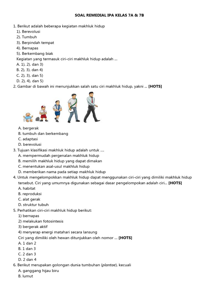Soal Remedial Ipa Kelas 7a - 7B | PDF