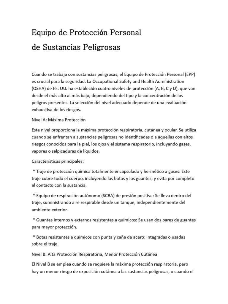 Equipo de Protecci N Personal de Sustancias Peligrosas | PDF ...