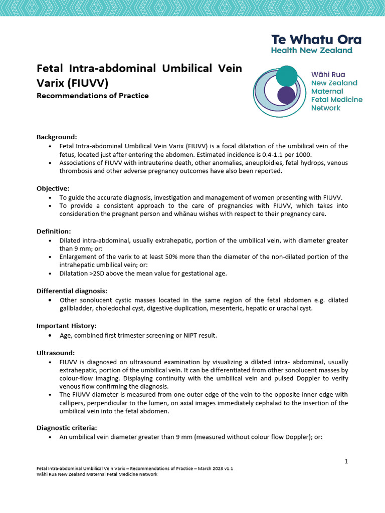 Fetal Intra-abdominal Umbilical Vein Varix - Mar 23 v1.1 | PDF | Fetus ...
