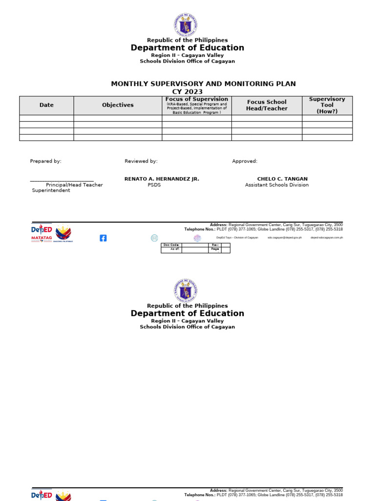 Supervisory Plan 2023 2024 | PDF | Philippines | Telecommunications