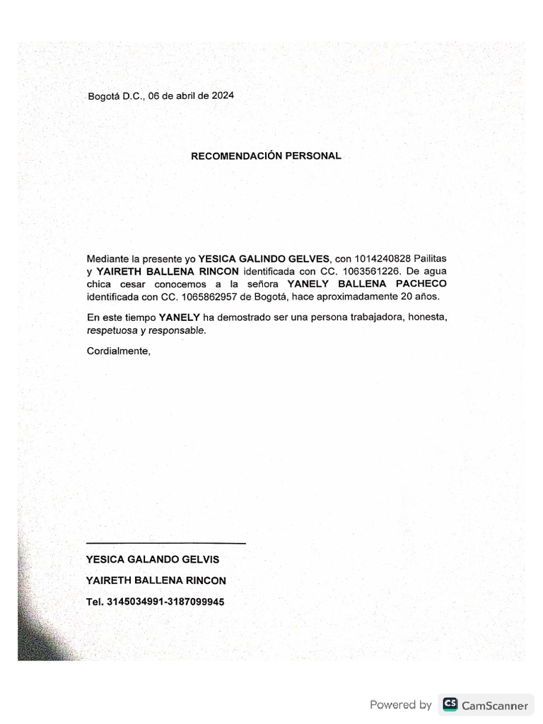 Constancia Referencia Personales | PDF