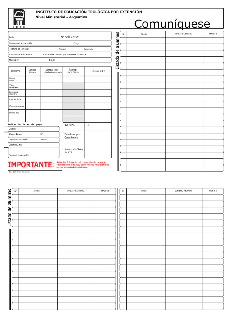 Formulario 004 Comuniquese - Editable Galatas y Romanos 1er Vencimiento | PDF | Bancario ...