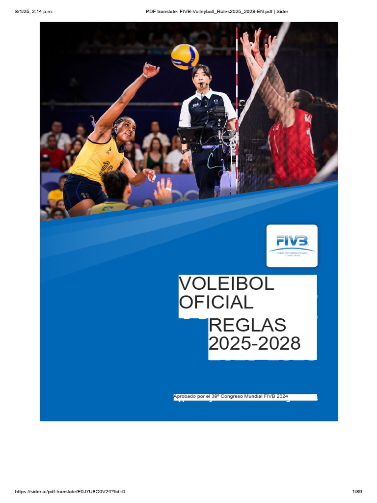 Reglas de Voleibol 2025-2028 | PDF | Vóleibol | Reglas y regulaciones ...