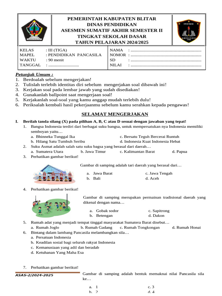 Asesmen Sumatif Akhir Semester 2 Pend Pancasila | PDF