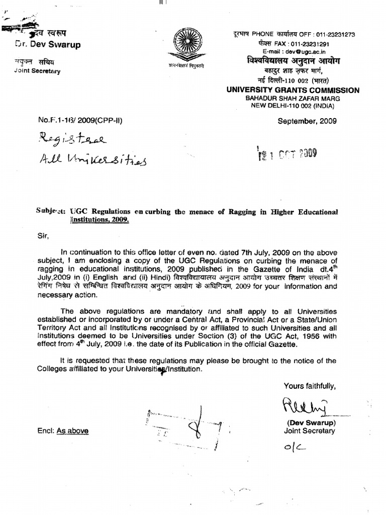 Ugc Anti Ragging Regulation | PDF