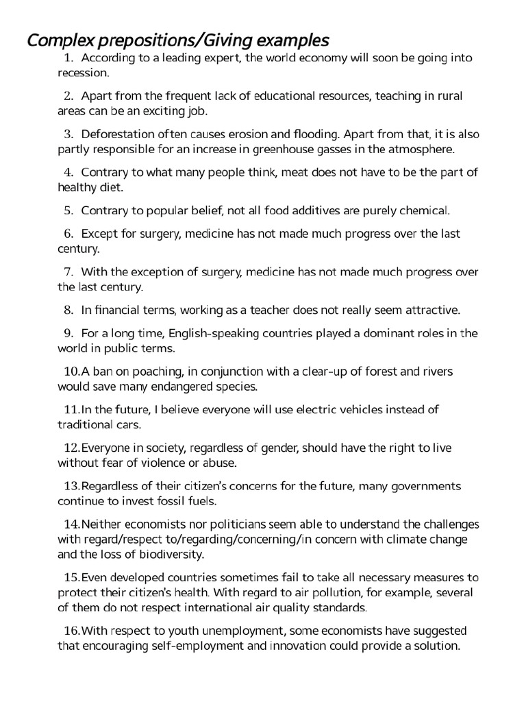 Complex Prepositions | PDF