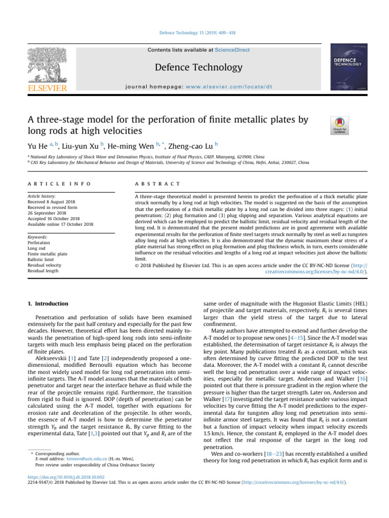 Three-Stage Model for Rod Perforation | PDF | Strength Of Materials ...
