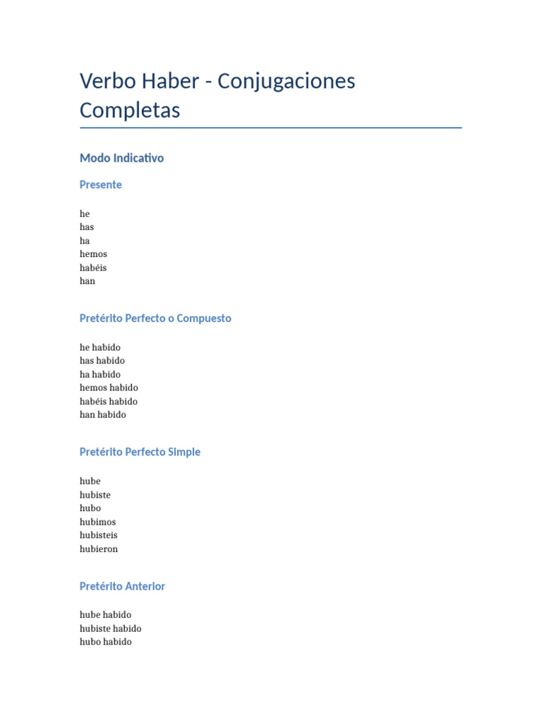 Verbo Haber Conjugaciones | PDF