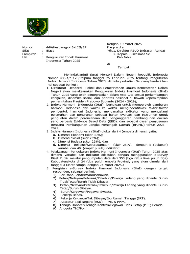 Indeks Harmoni Indonesia (INSTITUSI) | PDF