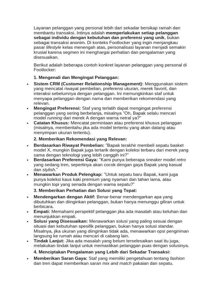 Layanan Personalisasi Pelanggan | PDF