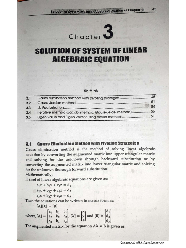 Solution of System of Linear Algebraic Equations | PDF