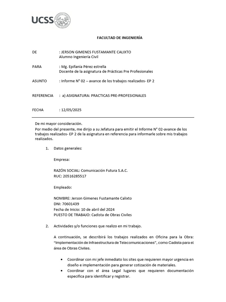 Modelo de Informe - Ep2 - Pract - Pre Prof - 2025 | PDF