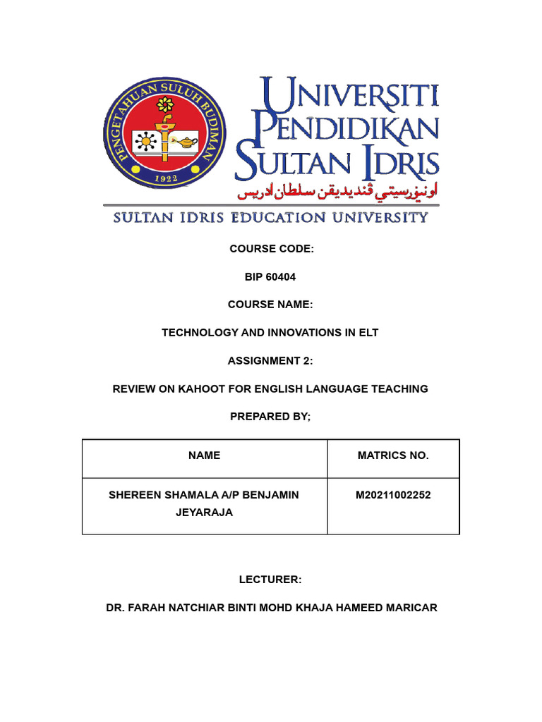Assignment 2 Technology and Innovations in ELT | PDF | Learning | Teachers