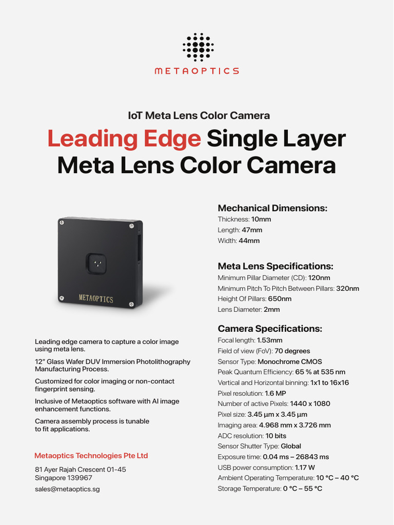 IoT Meta Lens Color Camera | PDF